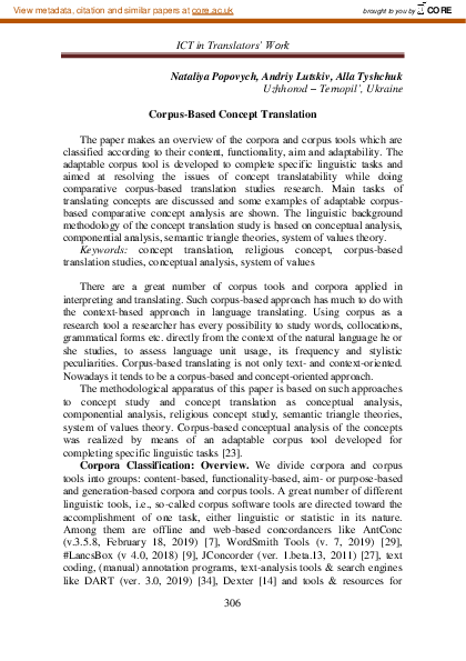 (PDF) Corpus-Based Concept Translation