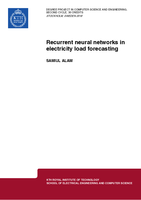 Pdf Recurrent Neural Networks In Electricity Load Forecasting