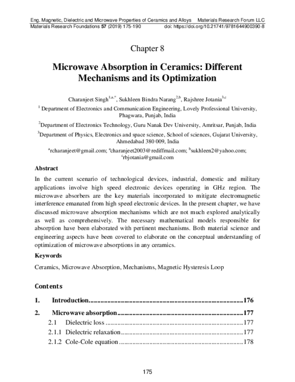(PDF) Microwave Absorption in Ceramics: Different Mechanisms and its ...