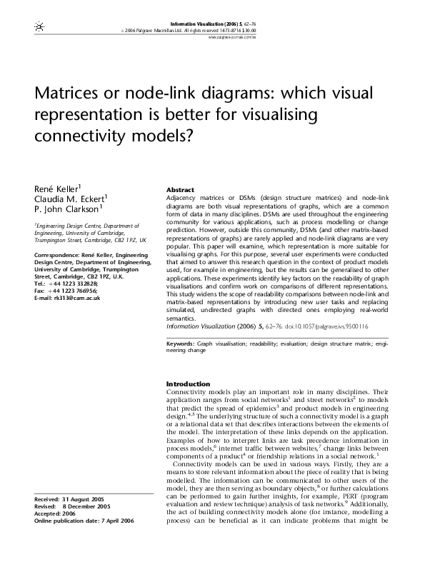 Pdf Matrices Or Node Link Diagrams Which Visual Representation Is