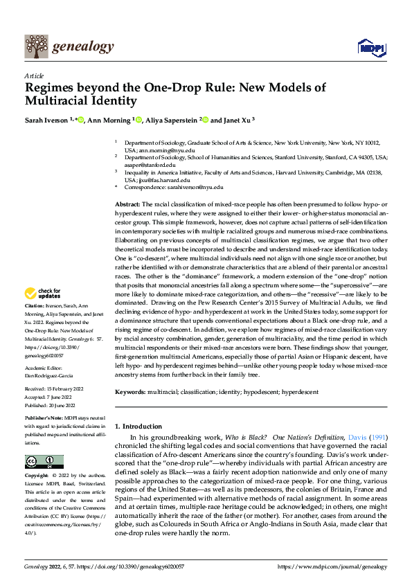 (PDF) Regimes beyond the One-Drop Rule: New Models of Multiracial ...