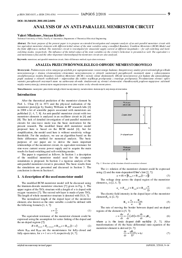 (PDF) Analysis of an Anti-Parallel Memristor Circuit