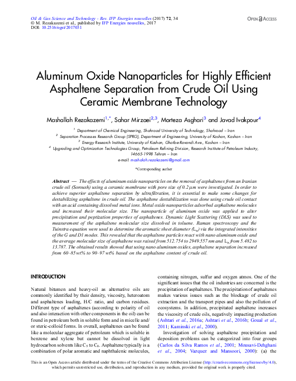 (PDF) Aluminum Oxide Nanoparticles for Highly Efficient Asphaltene ...