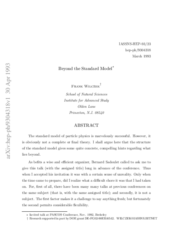 (PDF) Beyond the Standard Model