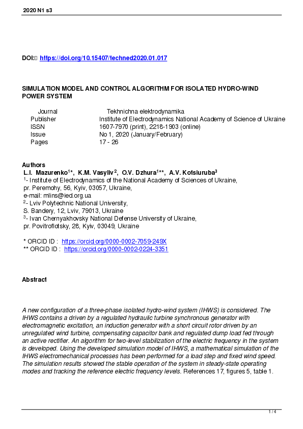 (PDF) Simulation Model and Control Algorithm for Isolated Hydro-Wind ...