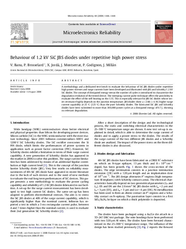 (PDF) Behaviour of 1.2kV SiC JBS diodes under repetitive high power stress