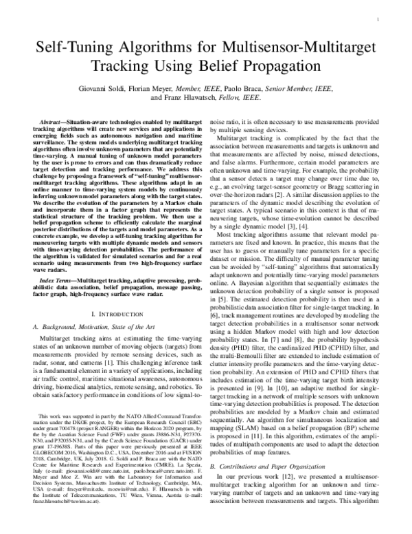 (PDF) Self-Tuning Algorithms for Multisensor-Multitarget Tracking Using ...