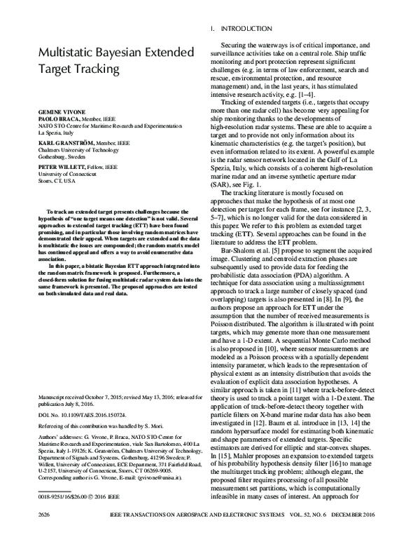 (PDF) Multistatic Bayesian extended target tracking