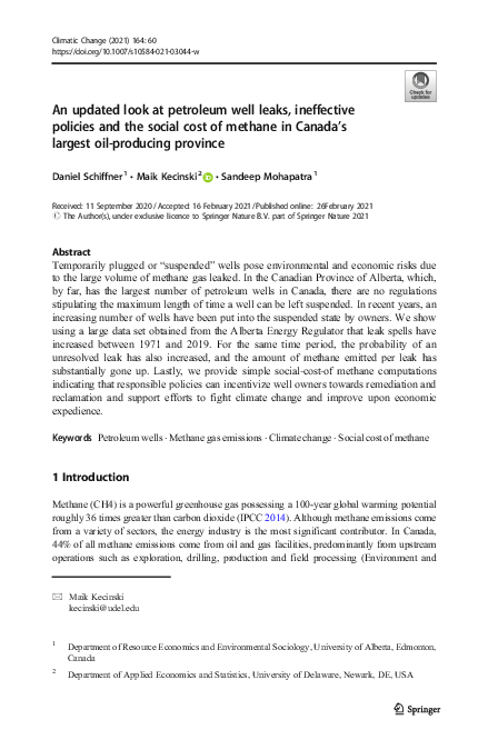 (PDF) An updated look at petroleum well leaks, ineffective policies and the social cost of ...