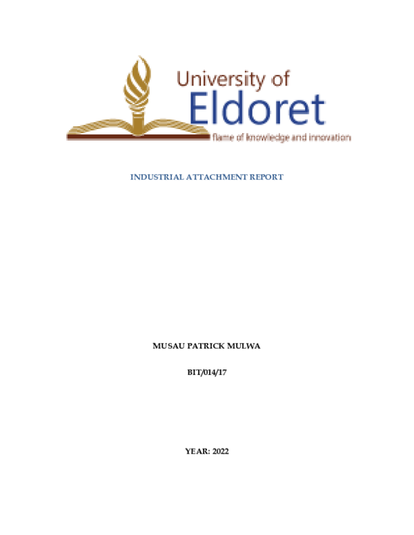 (PDF) INDUSTRIAL ATTACHMENT REPORT