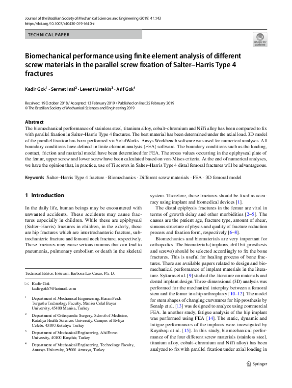 (PDF) Biomechanical performance using finite element analysis of different screw materials in ...