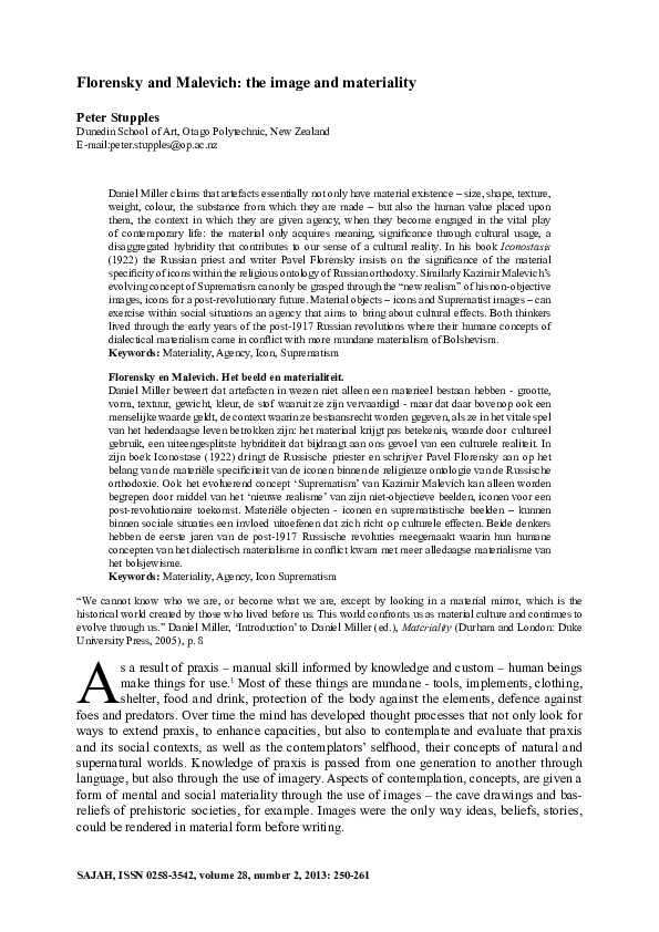 (PDF) Florensky and Malevich : the image and materiality