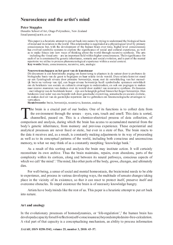 (PDF) Neuroscience and the artist's mind
