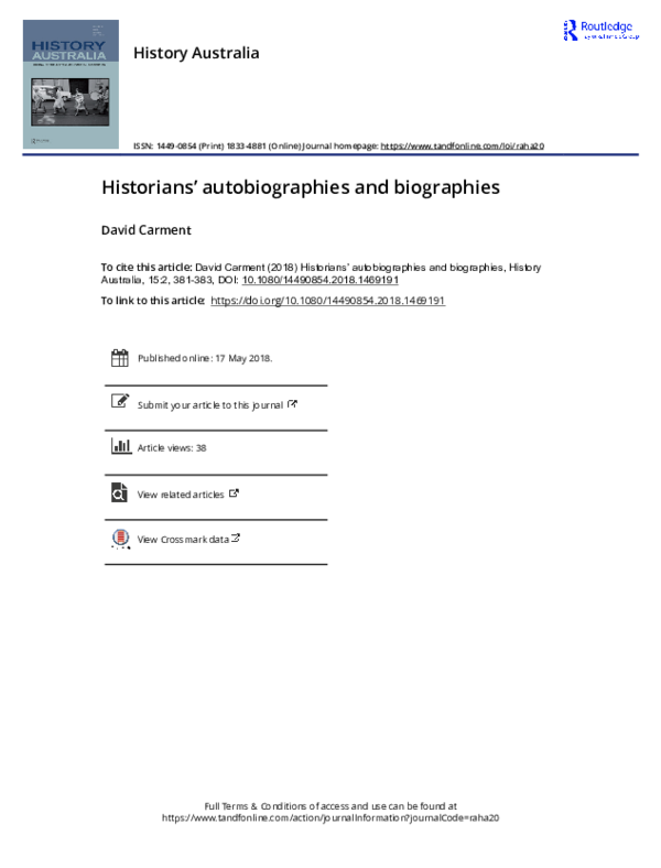 (PDF) Historians’ autobiographies and biographies
