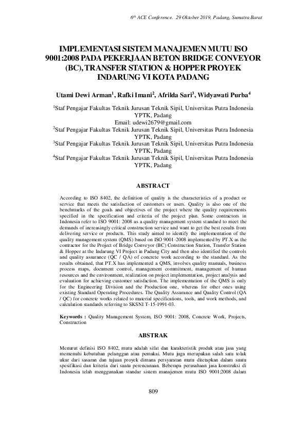 (PDF) IMPLEMENTASI SISTEM MANAJEMEN MUTU ISO 9001:2008 PADA PEKERJAAN ...