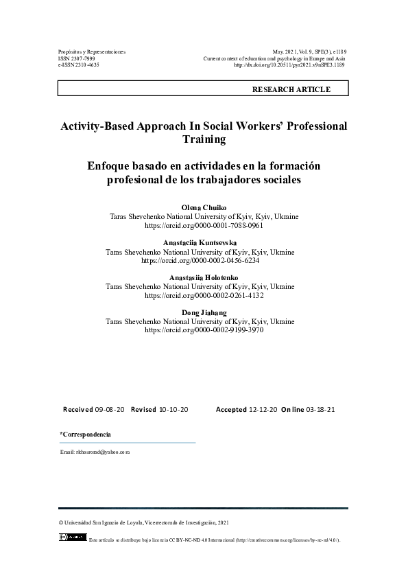 (PDF) Activity-Based Approach In Social Workers' Professional Training ...