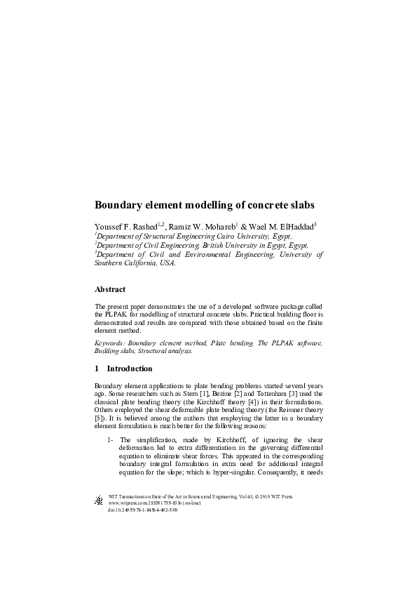 (PDF) Boundary element modelling of concrete slabs