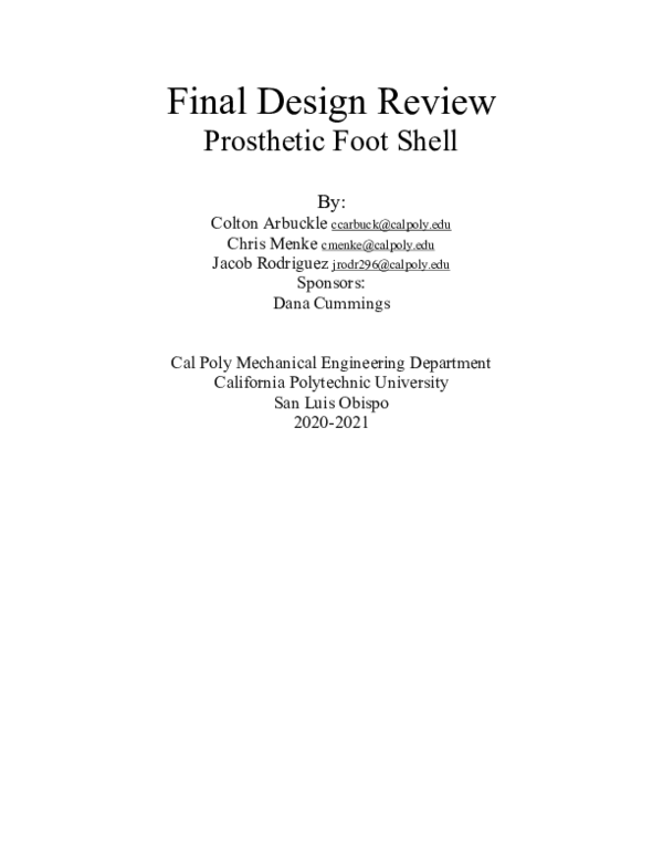 (PDF) Prosthetic Foot Shell
