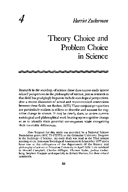 (PDF) Theory Choice and Problem Choice in Science