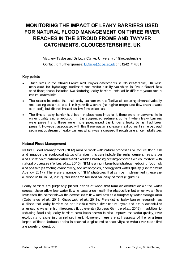 (PDF) Monitoring the impact of leaky barriers used for natural flood ...