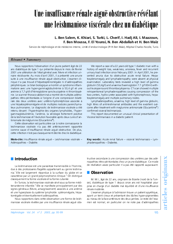 (PDF) Une insuffisance rénale aiguë obstructive révélant une ...