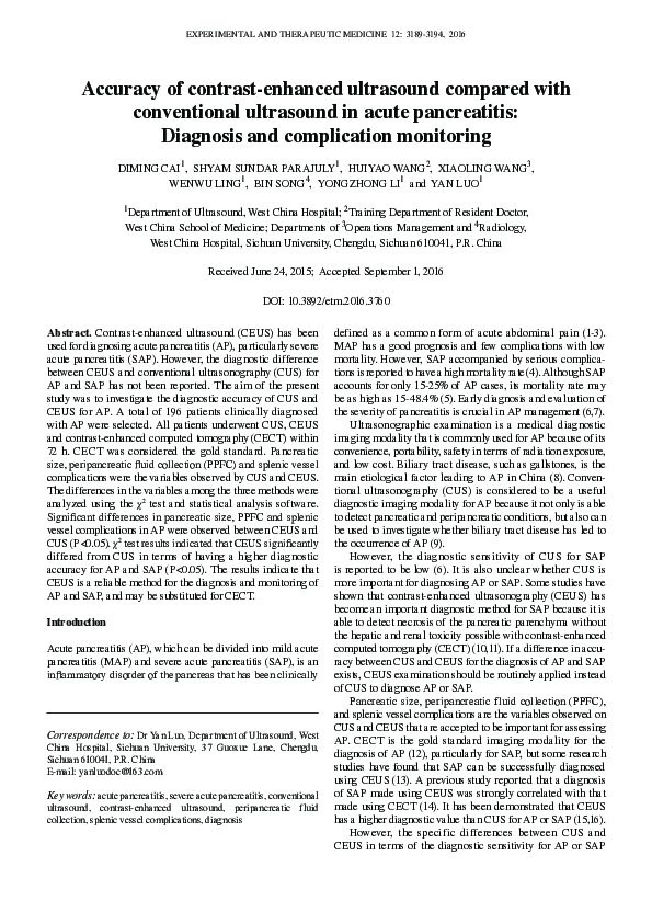 (PDF) Accuracy of contrast-enhanced ultrasound compared with conventional ultrasound in acute ...