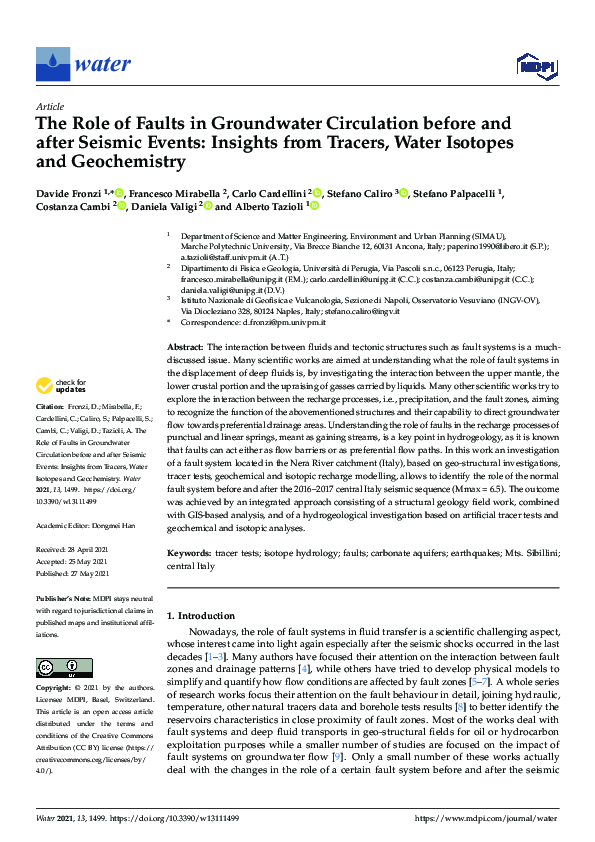 (PDF) The Role of Faults in Groundwater Circulation before and after ...