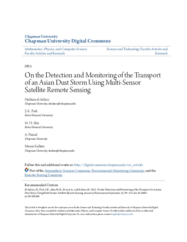 (PDF) On the Detection and Monitoring of the Transport of an Asian Dust ...