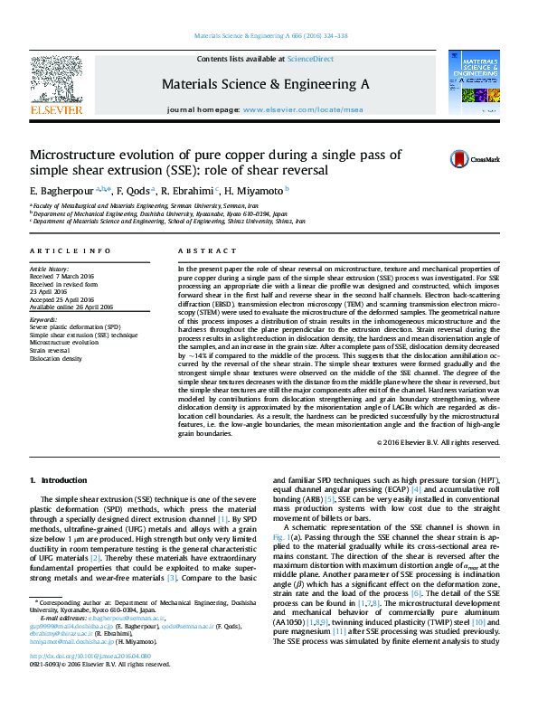 (PDF) Microstructure evolution of pure copper during a single pass of ...