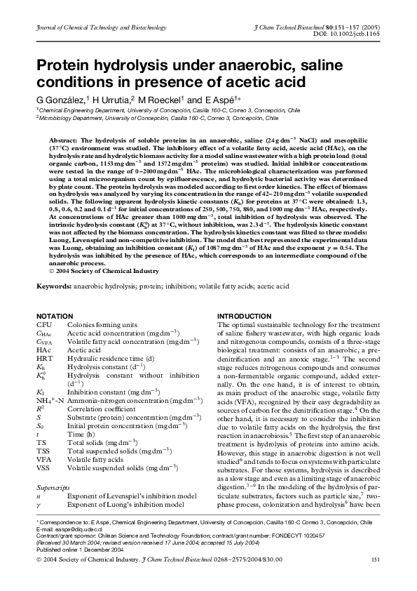 (PDF) Protein hydrolysis under anaerobic, saline conditions in presence ...