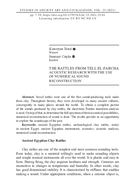 (PDF) THE RATTLES FROM TELL EL-FARCHA ACOUSTIC RESEARCH WITH THE USE OF ...