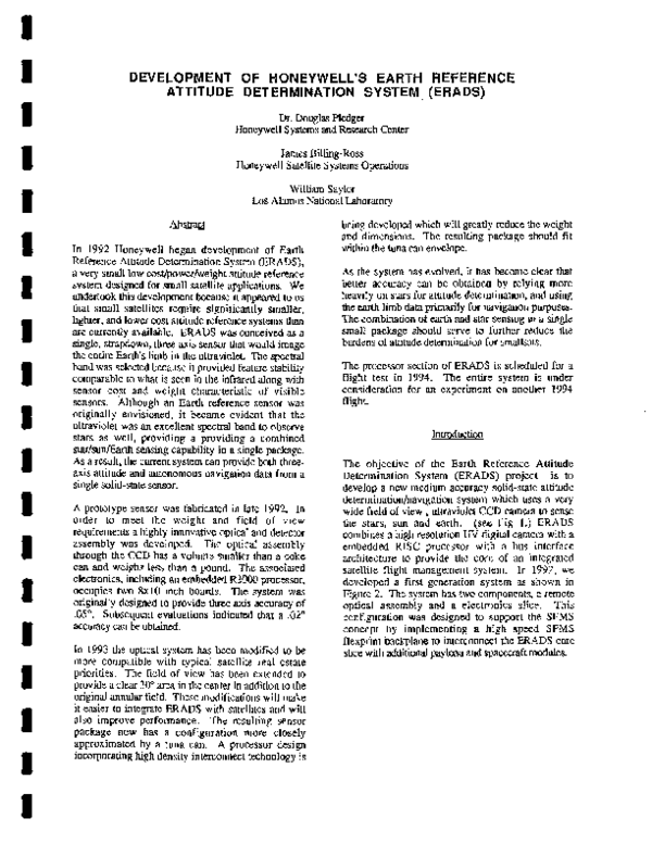 (PDF) Development of Honeywell\u27s Earth Reference Attitude ...