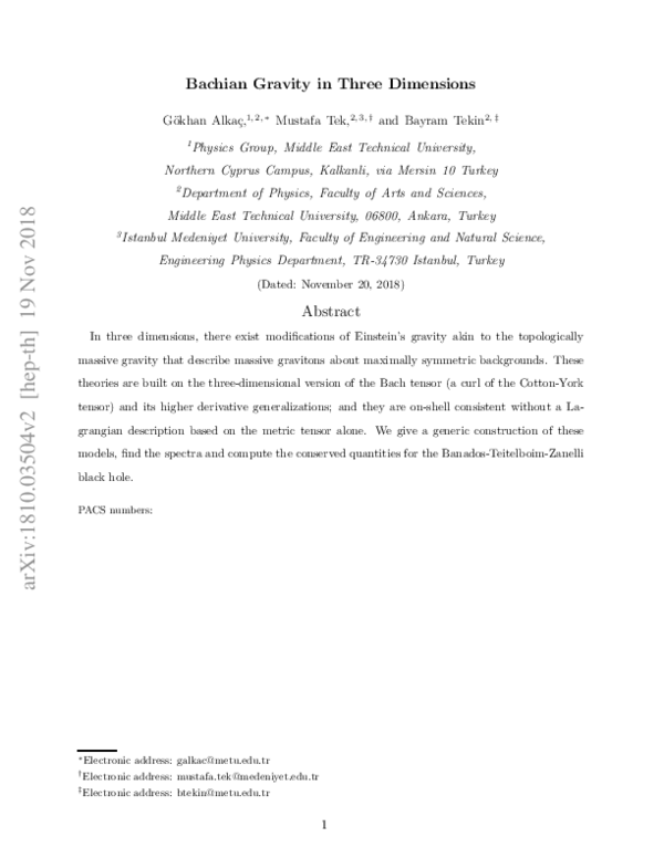 (PDF) Bachian gravity in three dimensions