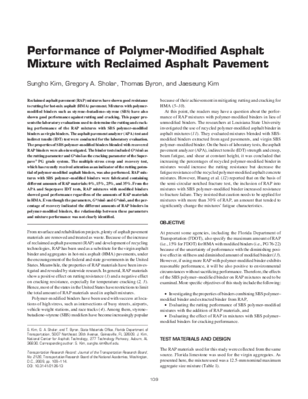(PDF) Performance of Polymer-Modified Asphalt Mixture with Reclaimed ...