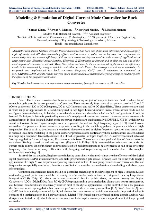(PDF) Digital Current Mode Control for Buck Converters