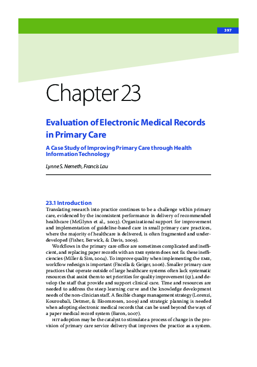 (PDF) Evaluation of Electronic Medical Records in Primary Care A Case ...