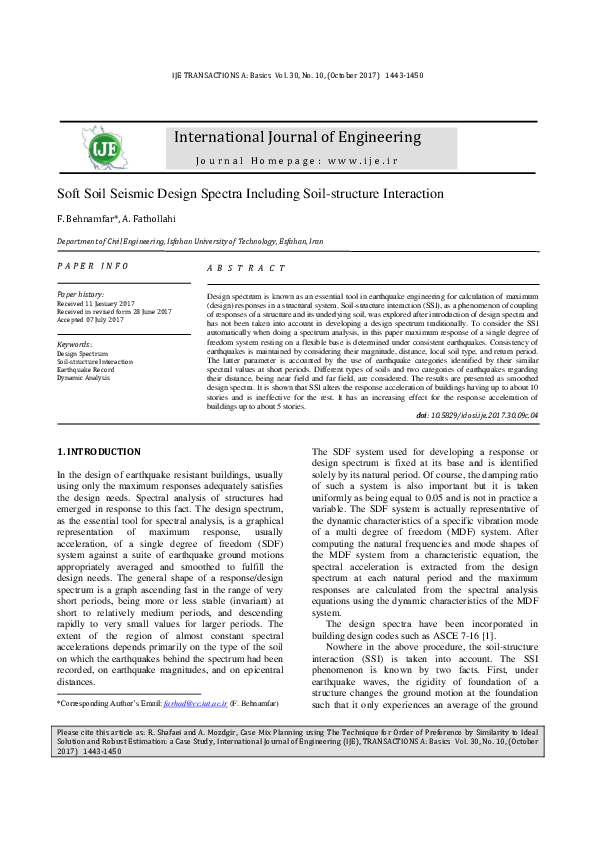 (PDF) Soft Soil Seismic Design Spectra Including Soil-structure Interaction
