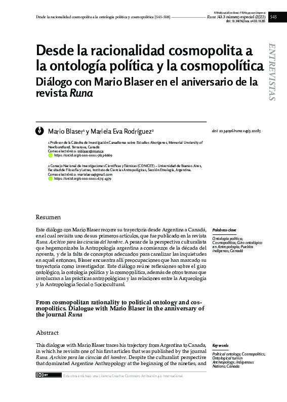 (PDF) Desde la racionalidad cosmopolita a la ontología política y la ...