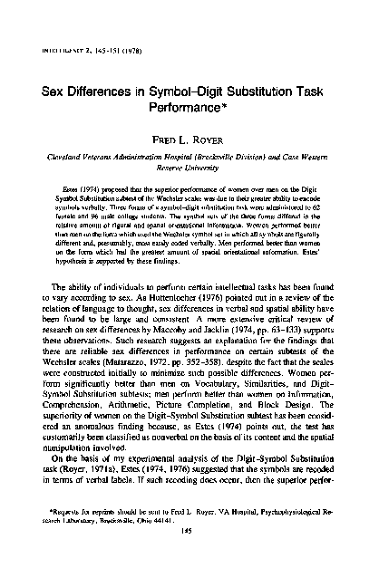 (PDF) Sex differences in symbol-digit substitution task performance