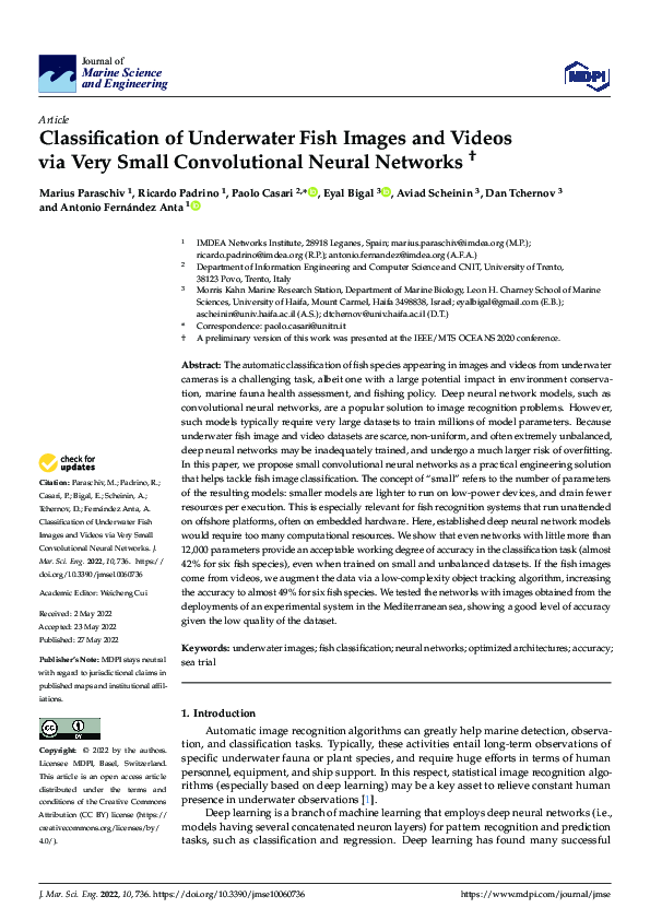 (PDF) Classification of Underwater Fish Images and Videos via Very ...