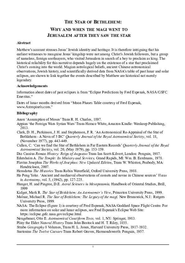 (DOC) The Star of Bethlehem: Why and when the magi went to Jerusalem ...