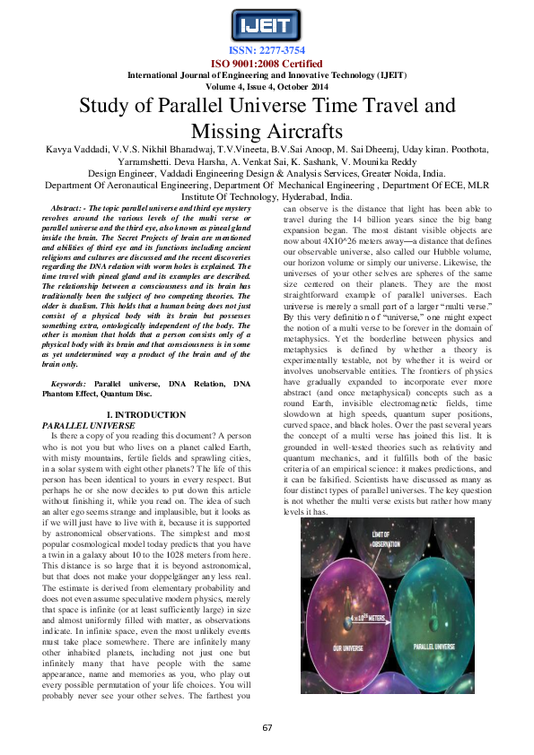 (PDF) Study of Parallel Universe Time Travel and Missing Aircrafts