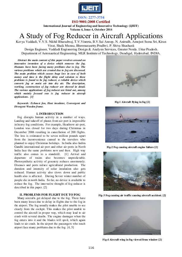 (PDF) A Study of Fog Reducer in Aircraft Applications