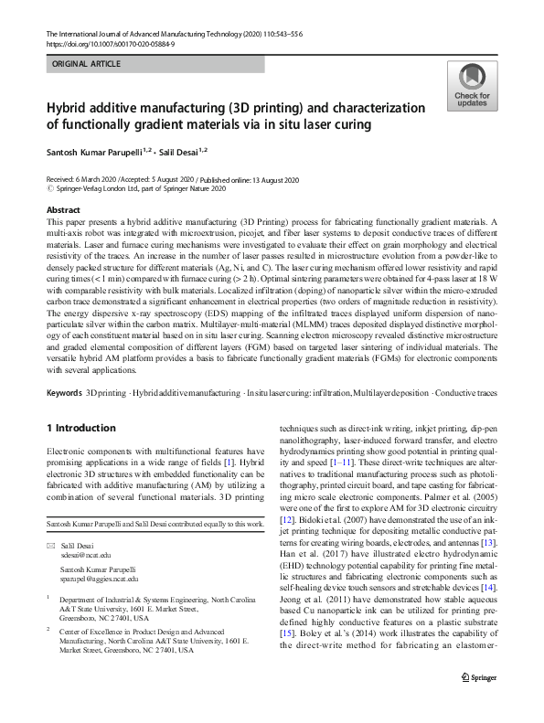 (PDF) Hybrid additive manufacturing (3D printing) and characterization ...