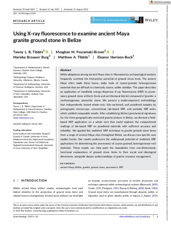 (PDF) Using X-ray fluorescence to examine ancient Maya granite ground ...