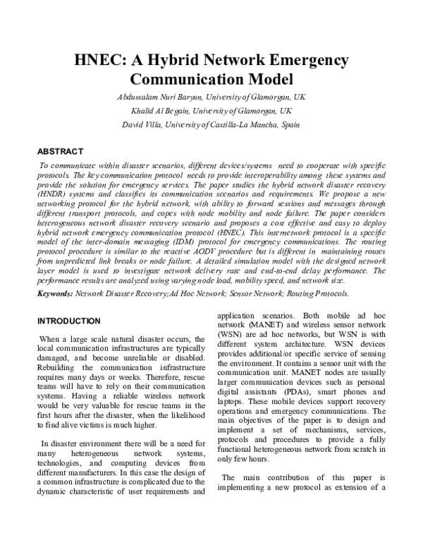 (PDF) A Hybrid Network Emergency Communication Model