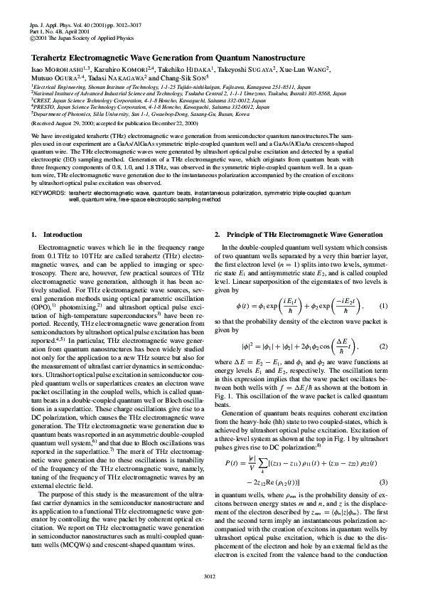 (PDF) Terahertz Electromagnetic Wave Generation from Quantum Nanostructure