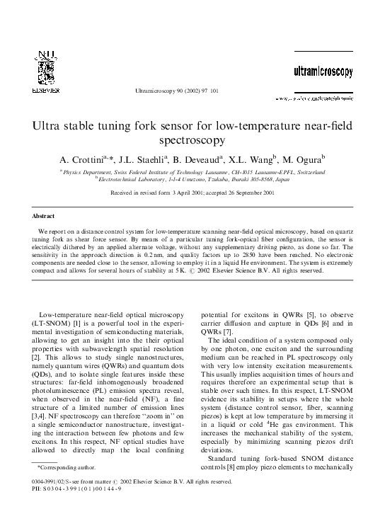 (PDF) Ultra stable tuning fork sensor for low-temperature near-field ...