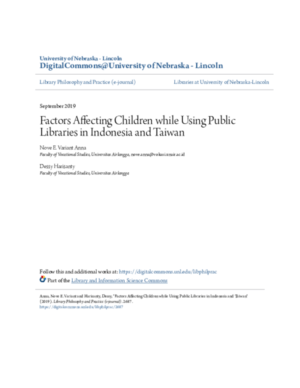 (PDF) Factors Affecting Children while Using Public Libraries in ...