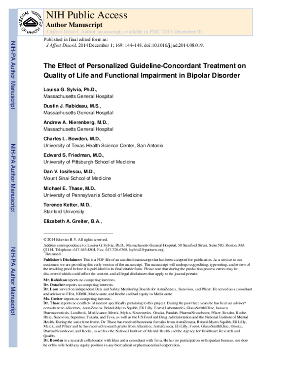 (PDF) The effect of personalized guideline-concordant treatment on ...